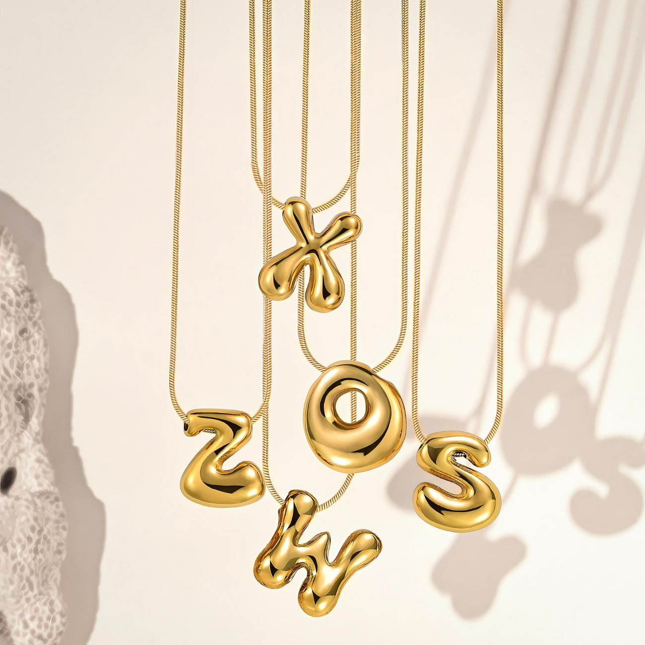 Gold Bubble Letter Necklaces – Apothecary Gift Shop